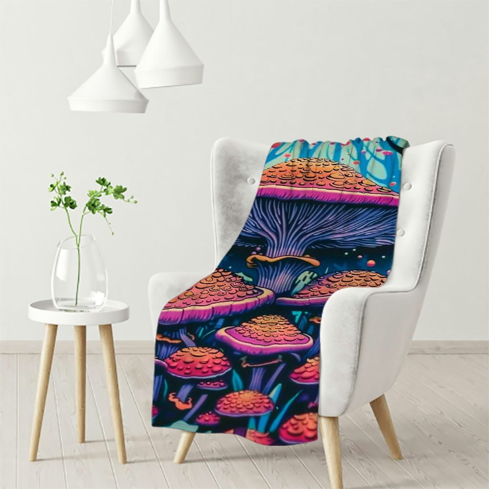 Akjvoe Psychadelic Mushroom Flannel Fleece Throw Blanket Custom ...