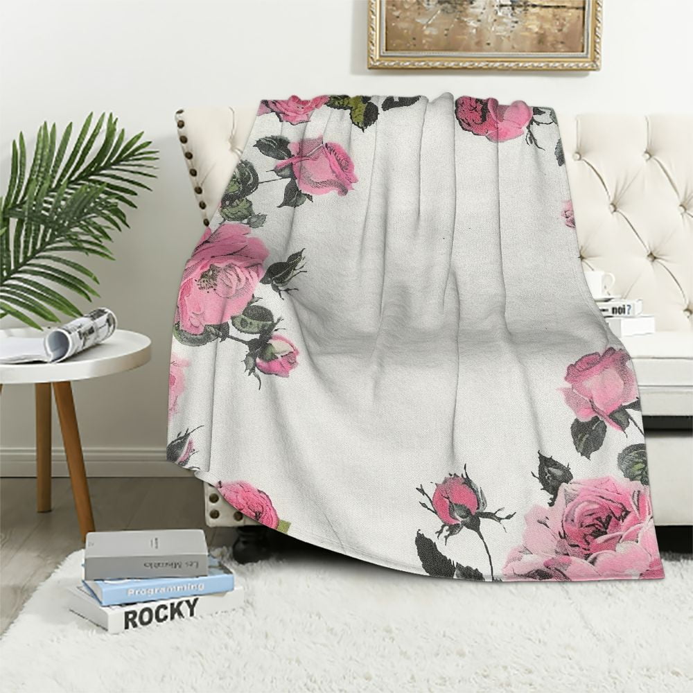Akjvoe Rose Throw Blanket, Flower Bushes Frame Bridal Themed Elements ...