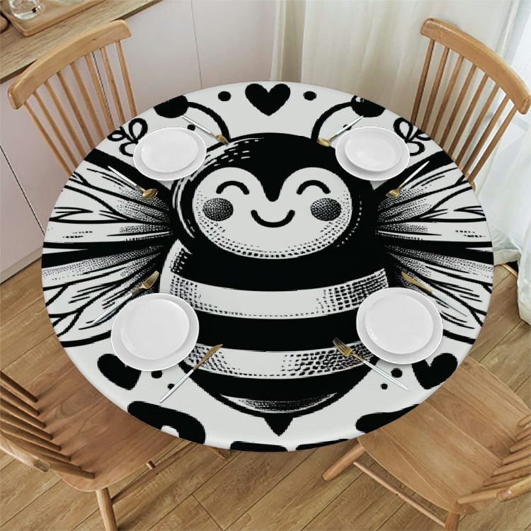 Akjvoe Round Tablecloth,Cartoons Animals Round Yellow Honeycomb Sweet ...