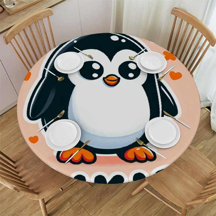 Akjvoe Round Tablecloth,I Just Really Like Penguins Cartoon Snowflake ...