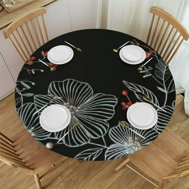 "UMINEUX Waterproof Round Fitted Vinyl Tablecloth, Elastic Edge ...
