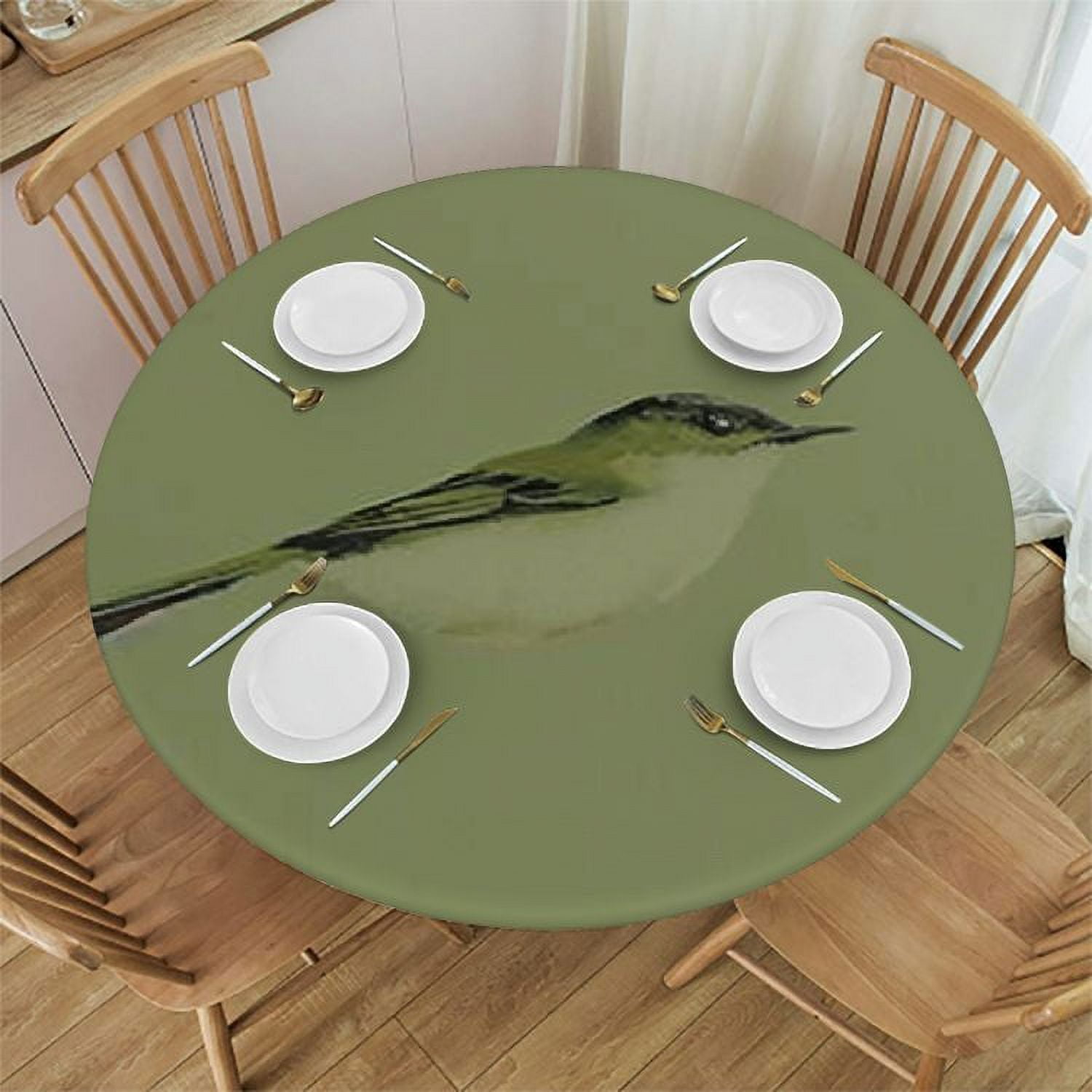Akjvoe Sage Green Round Tablecloth, Fitted Table Cover with Elastic ...