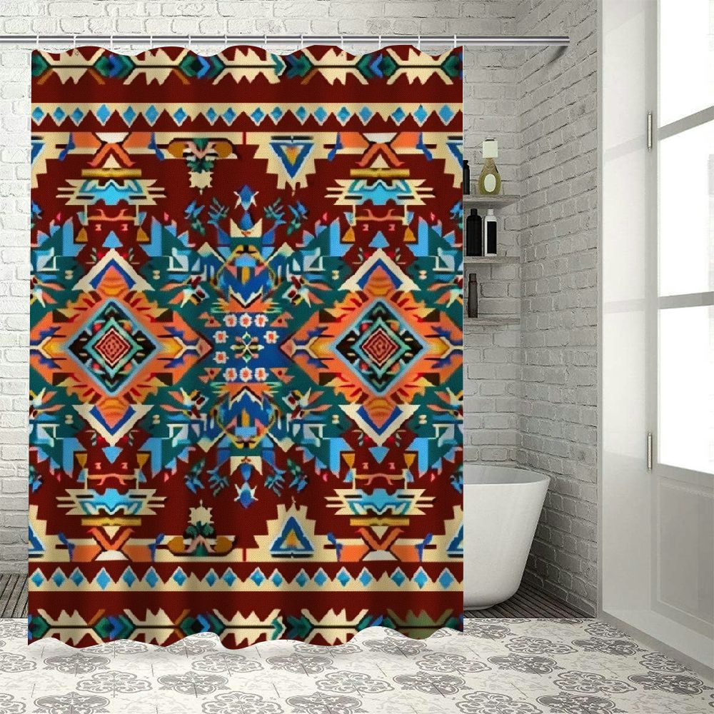 Akjvoe Shower Curtain American Tribal Ethnic Abstract Geometric Vintage ...