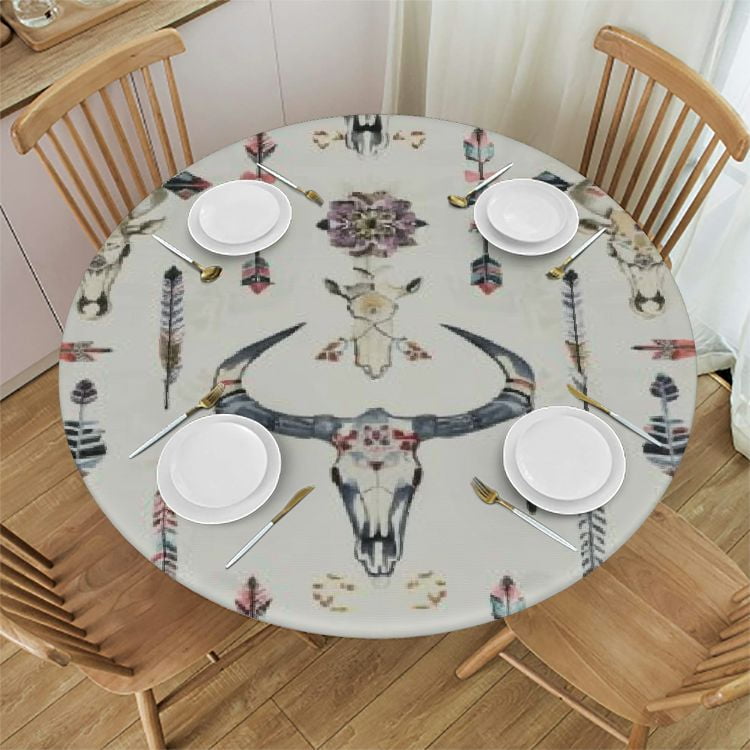 Akjvoe Table Smooth Elastic Edge ribal Bull Skull on White Print Table ...