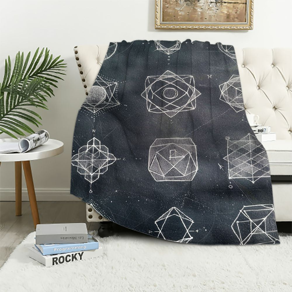 Akjvoe Throw Blanket, Shapes Space Background Print Illustration ...