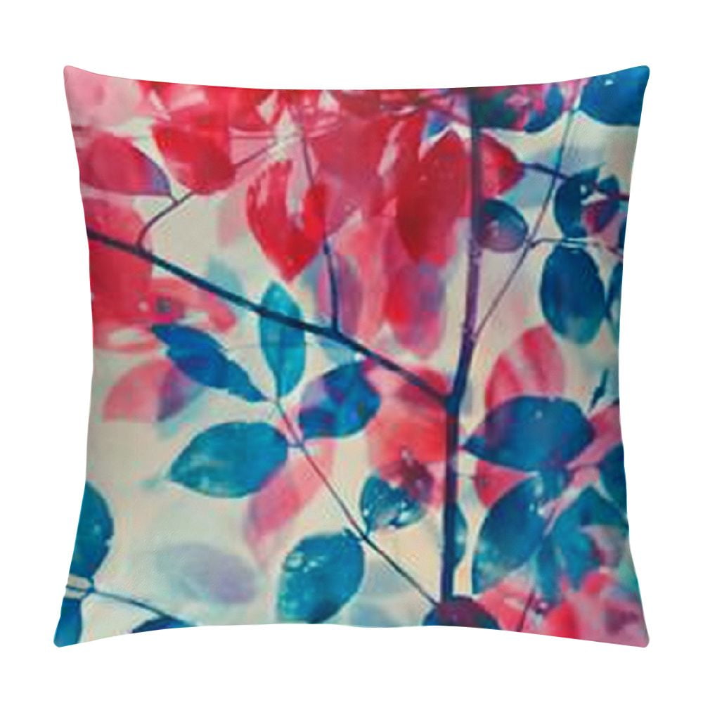 Akjvoe Throw Pillow Covers Watercolor Snowy Mountain Ash Pattern ...