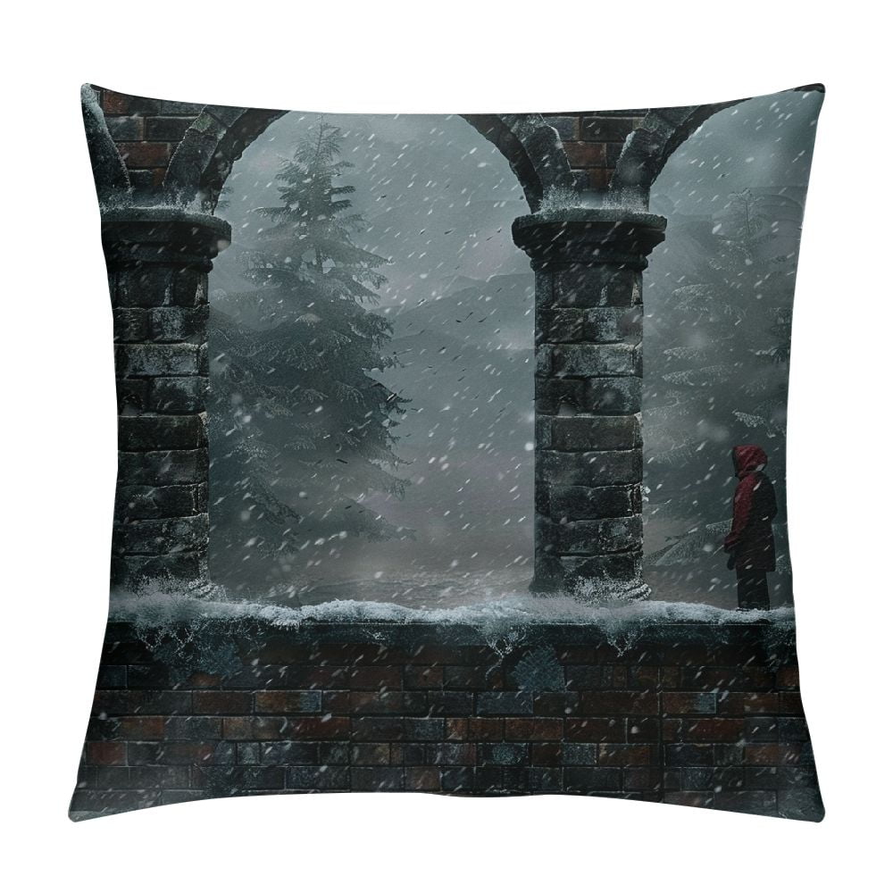 Akjvoe Throw Pillow Cushion Cover, Medieval Castle at Night with Old ...