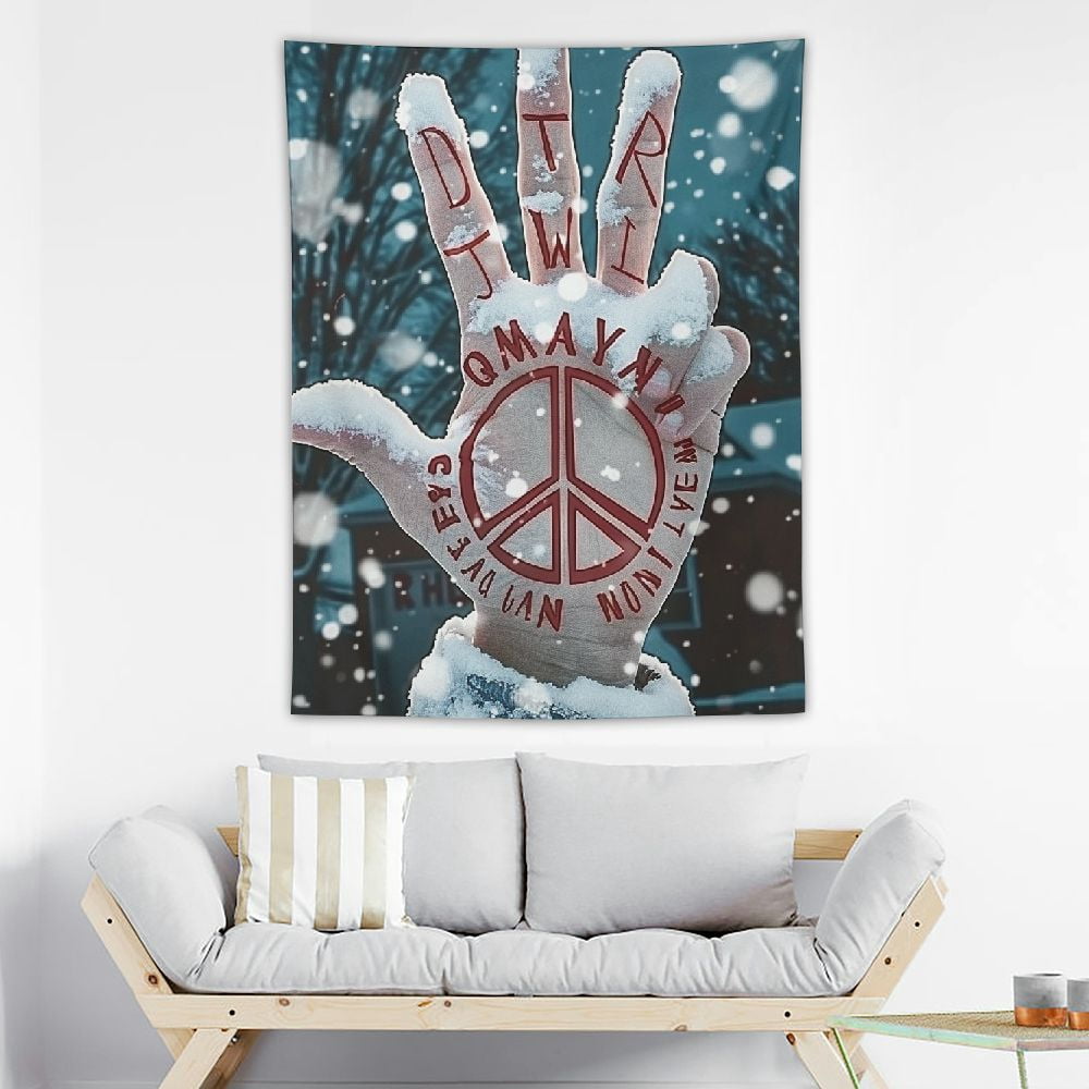 Akjvoe Two Fingers Peace Love Faith Joy Hope Kindness Unity Tapestry ...
