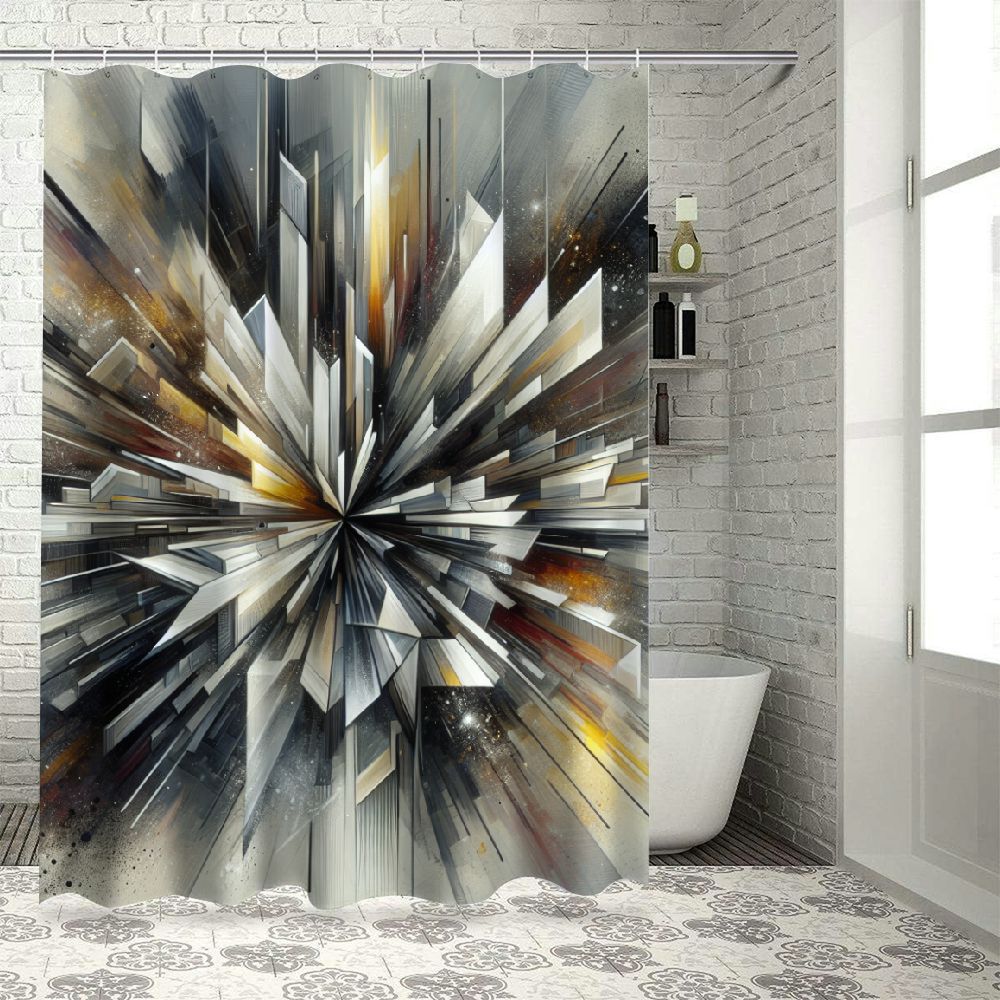 Akjvoe Windmill Shower Curtain Set Rustic Hand Drawn Countryside Rural ...