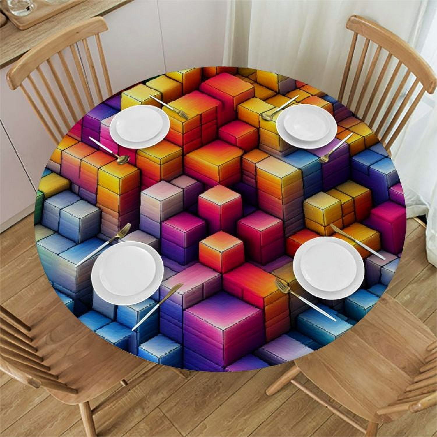 Akjvoe Wipeable Table Cover Elastic Edge Colorful Retro Gaming Computer ...