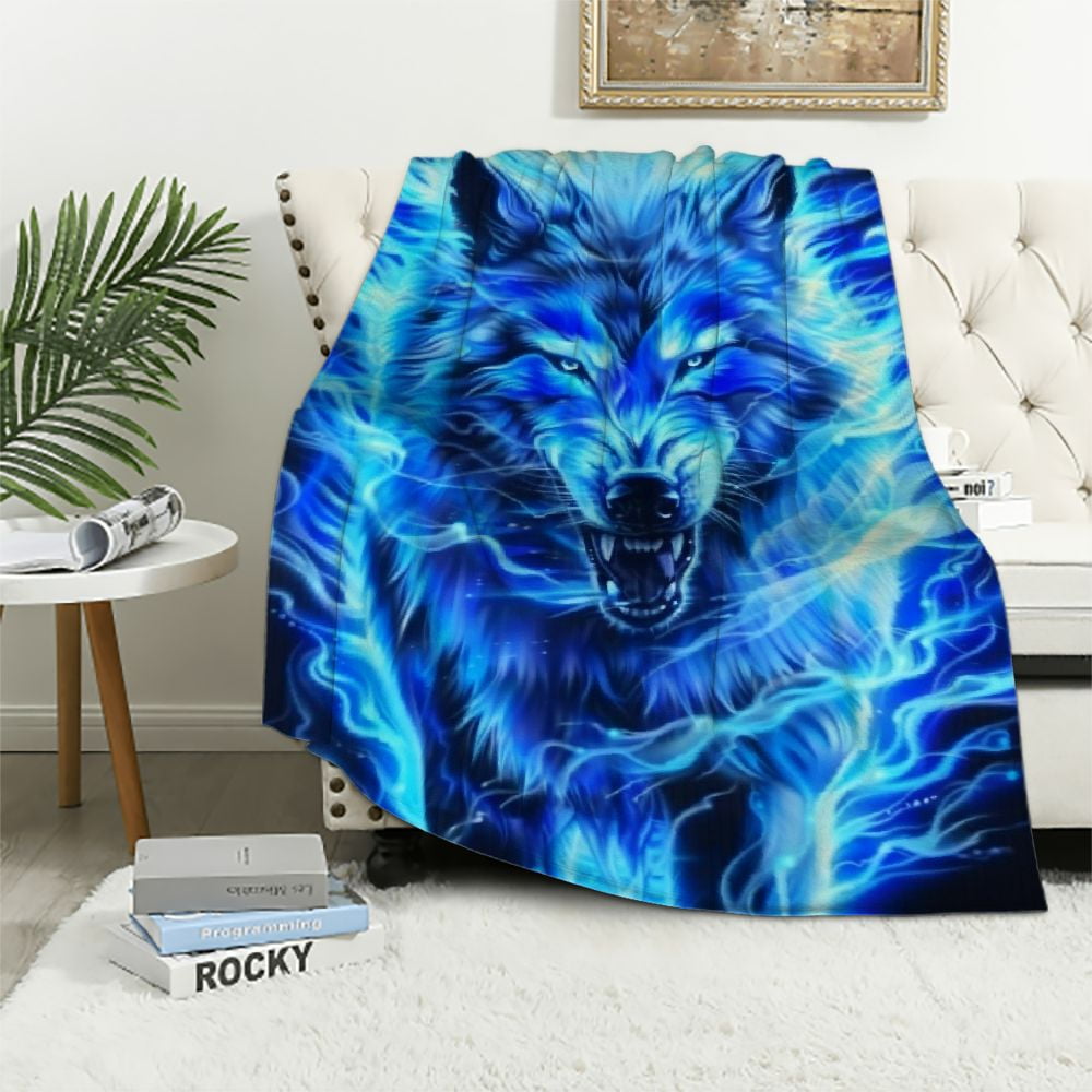 Akjvoe Wolf Blankets and Throws Fleece Blankets Decorative for Adults ...
