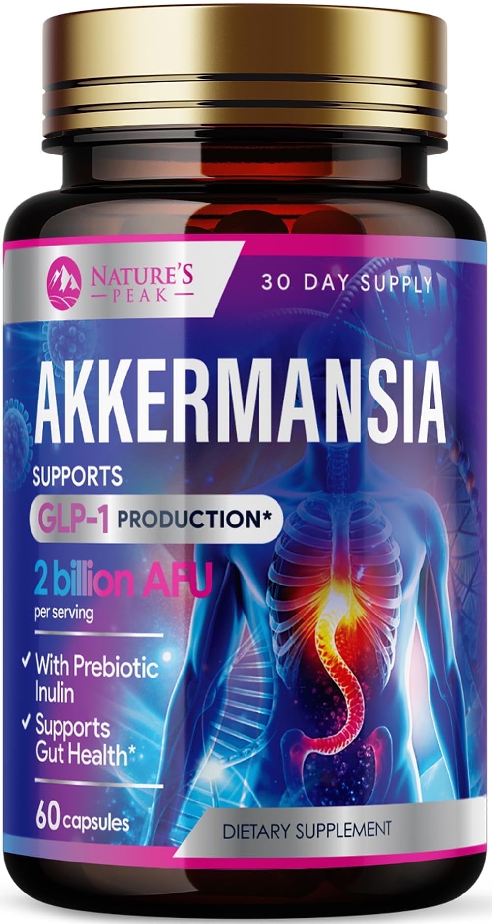 Akkermansia Probiotic Supplement - 2 Billion AFU GLP-1 Supplement with ...