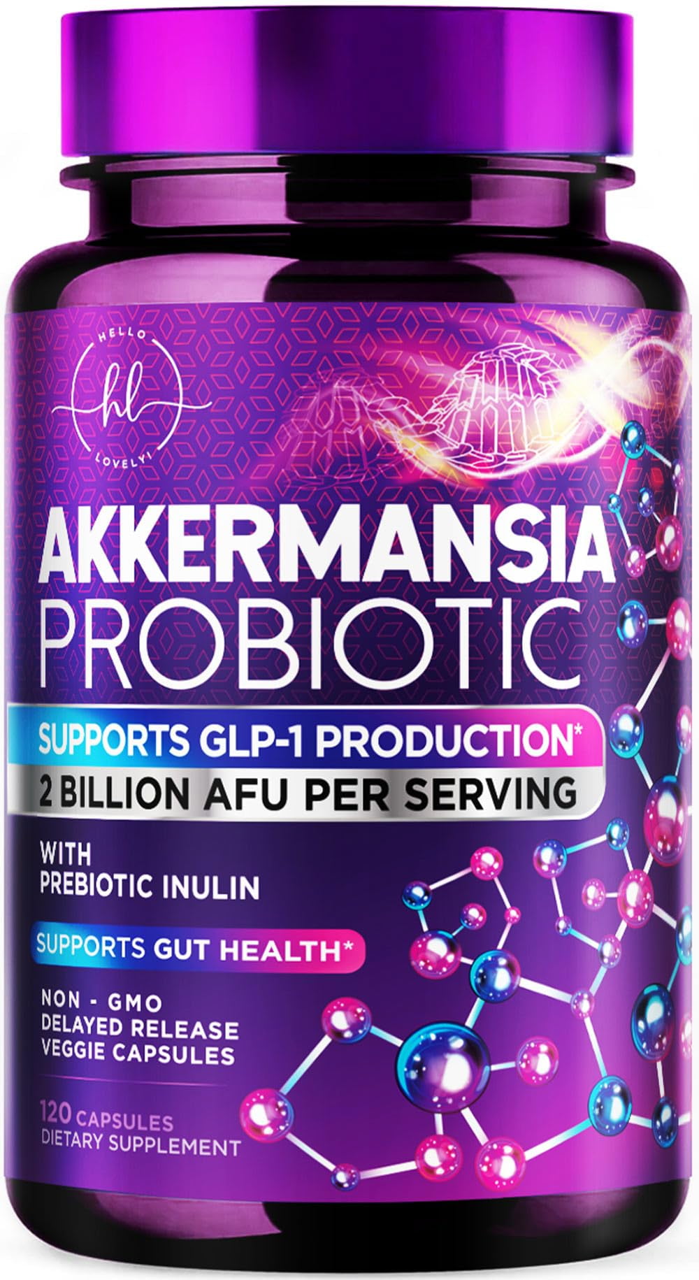 Akkermansia Probiotic Supplement with Prebiotic Inulin Fiber - 2 ...
