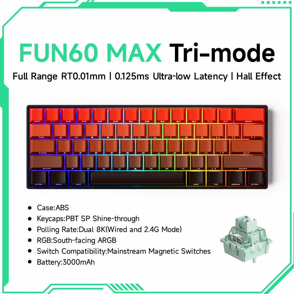 Akko MonsGeek FUN60 PRO&MAX HE Magnetic Keyboard 60% Machanical Gaming ...