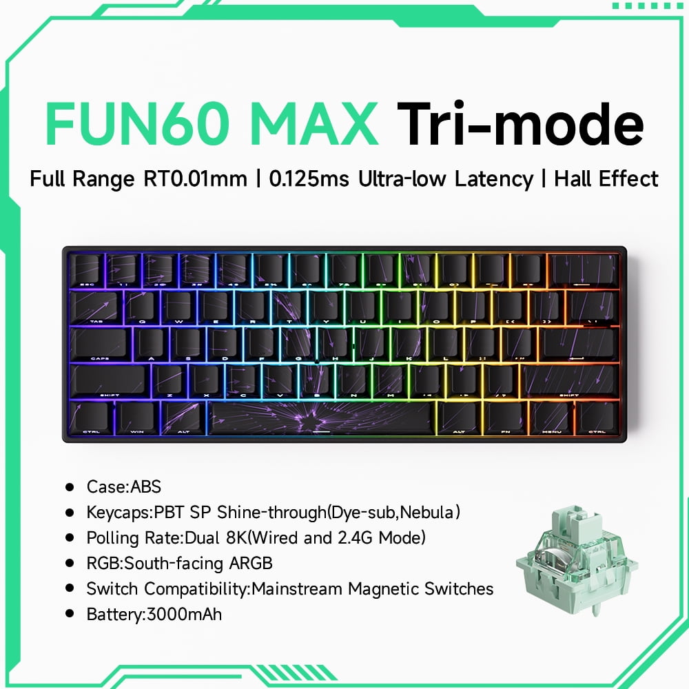 Akko MonsGeek FUN68 FUN60 PRO&MAX HE Magnetic Keyboard 60% 65%Gaming ...