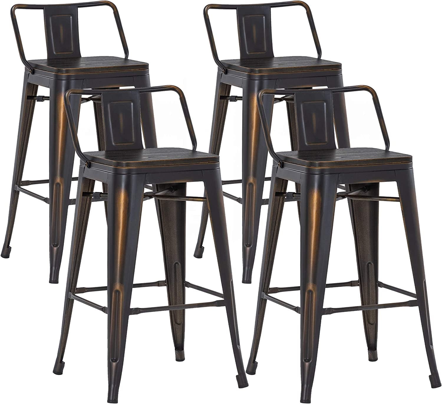 Aklaus 24 Inch Metal Bar Stools Set of 4 Counter Bar Stools Low Back ...