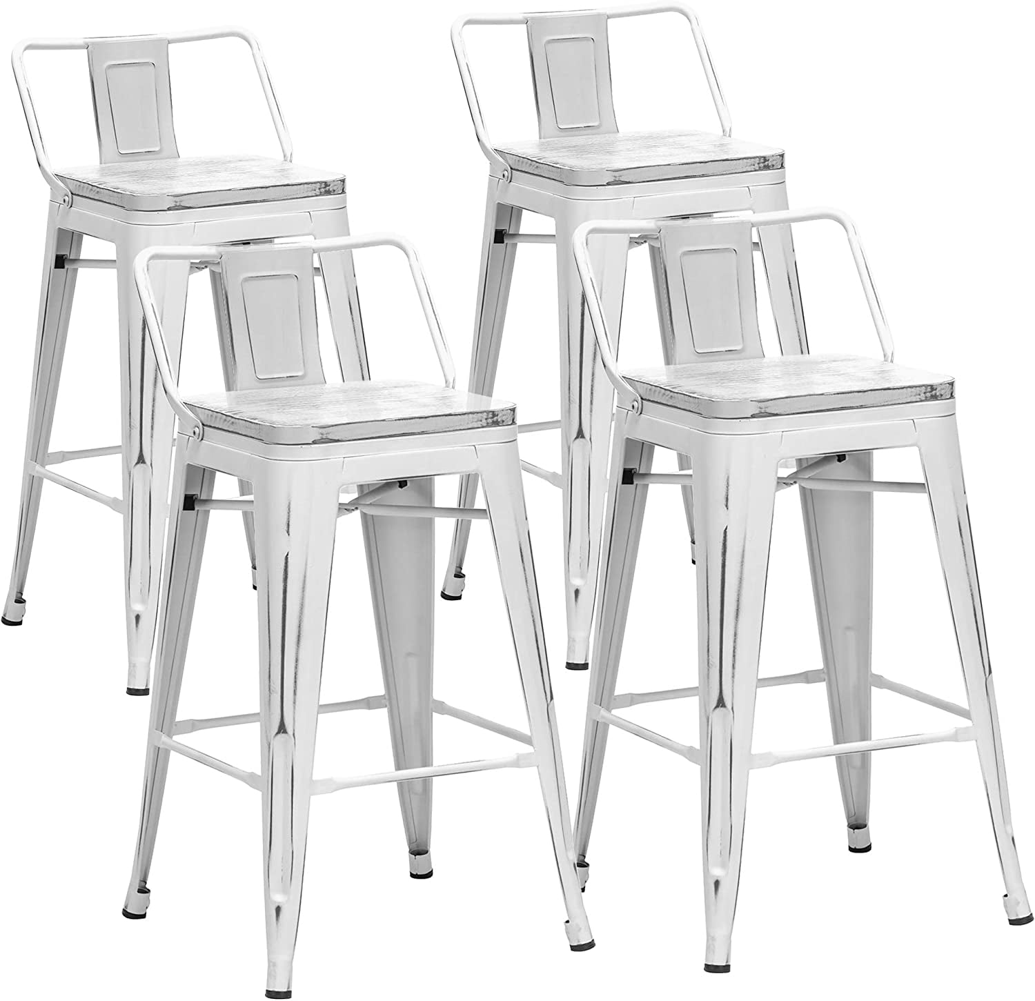 Aklaus 30 Inch Metal Bar Stools Set of 4 Counter Bar Stools Low Back ...