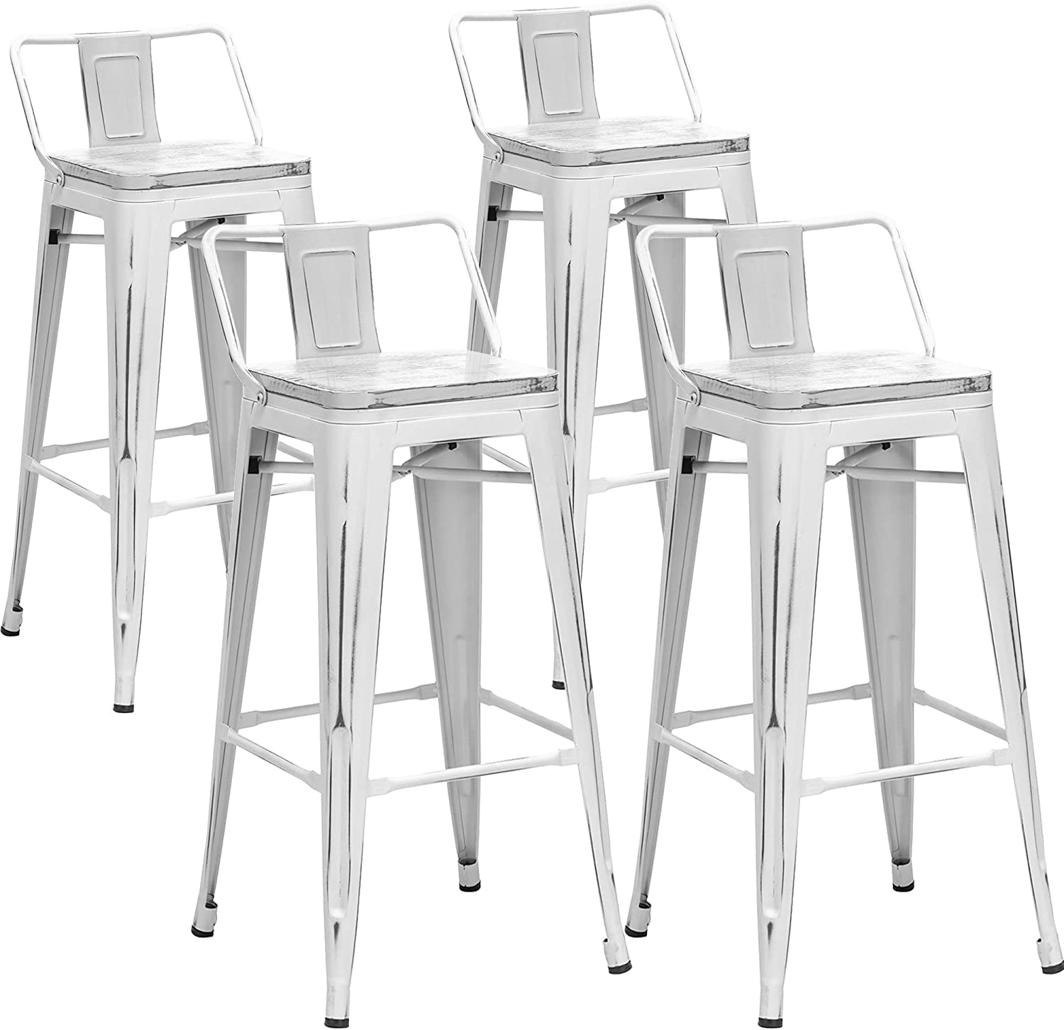 Aklaus 30 Inch Metal Bar Stools Set of 4 Counter Bar Stools Low Back ...
