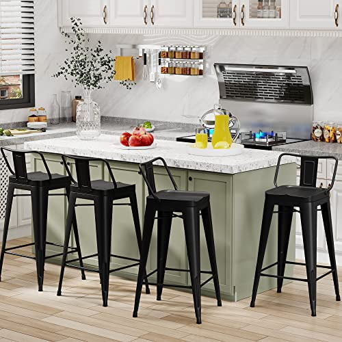 Aklaus Metal Bar Stools Set of 4 Counter Height Stools 26 Inchs Counter ...