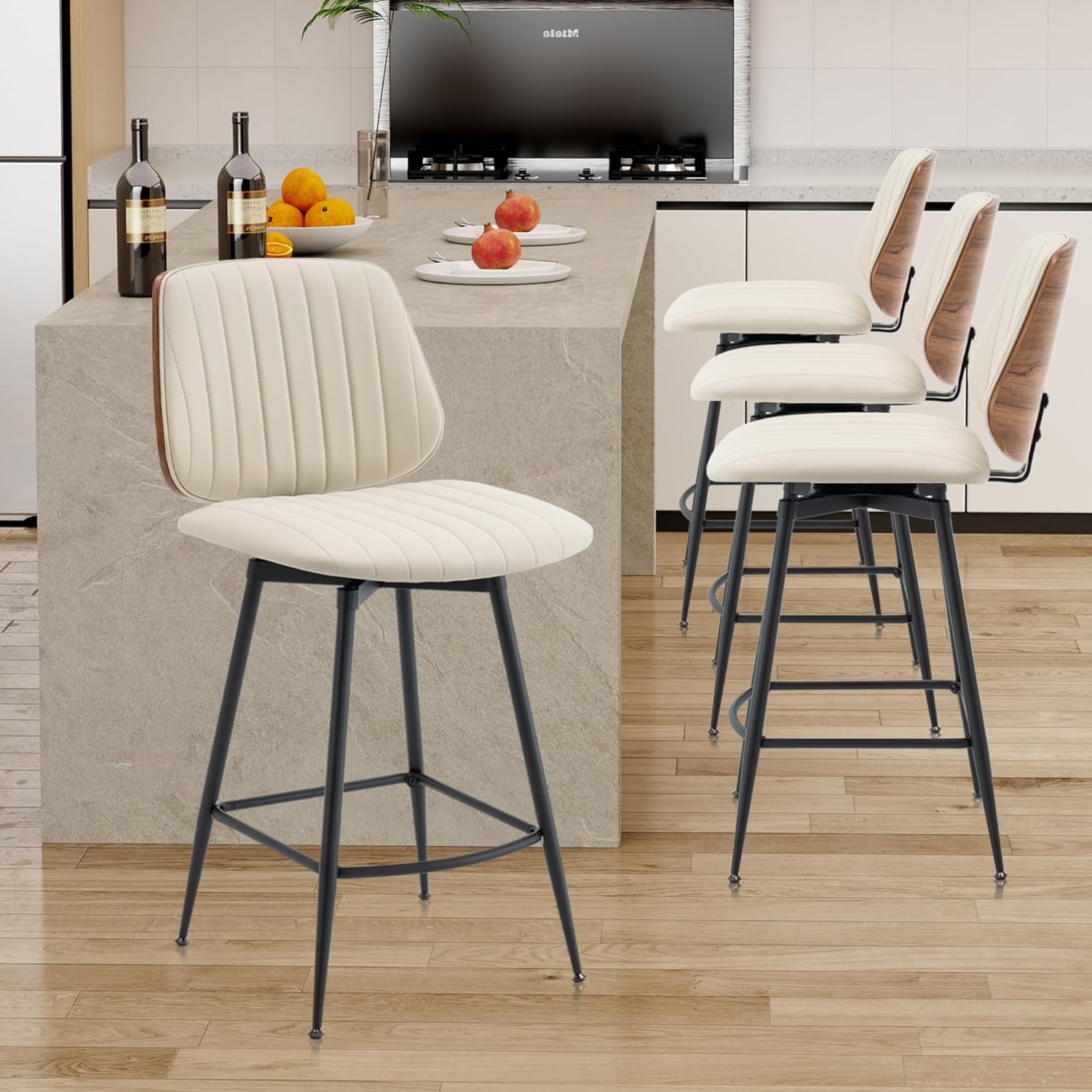 Aklaus Swivel Bar Stools Set of 2, 26 inch Counter Height Bar Stools ...