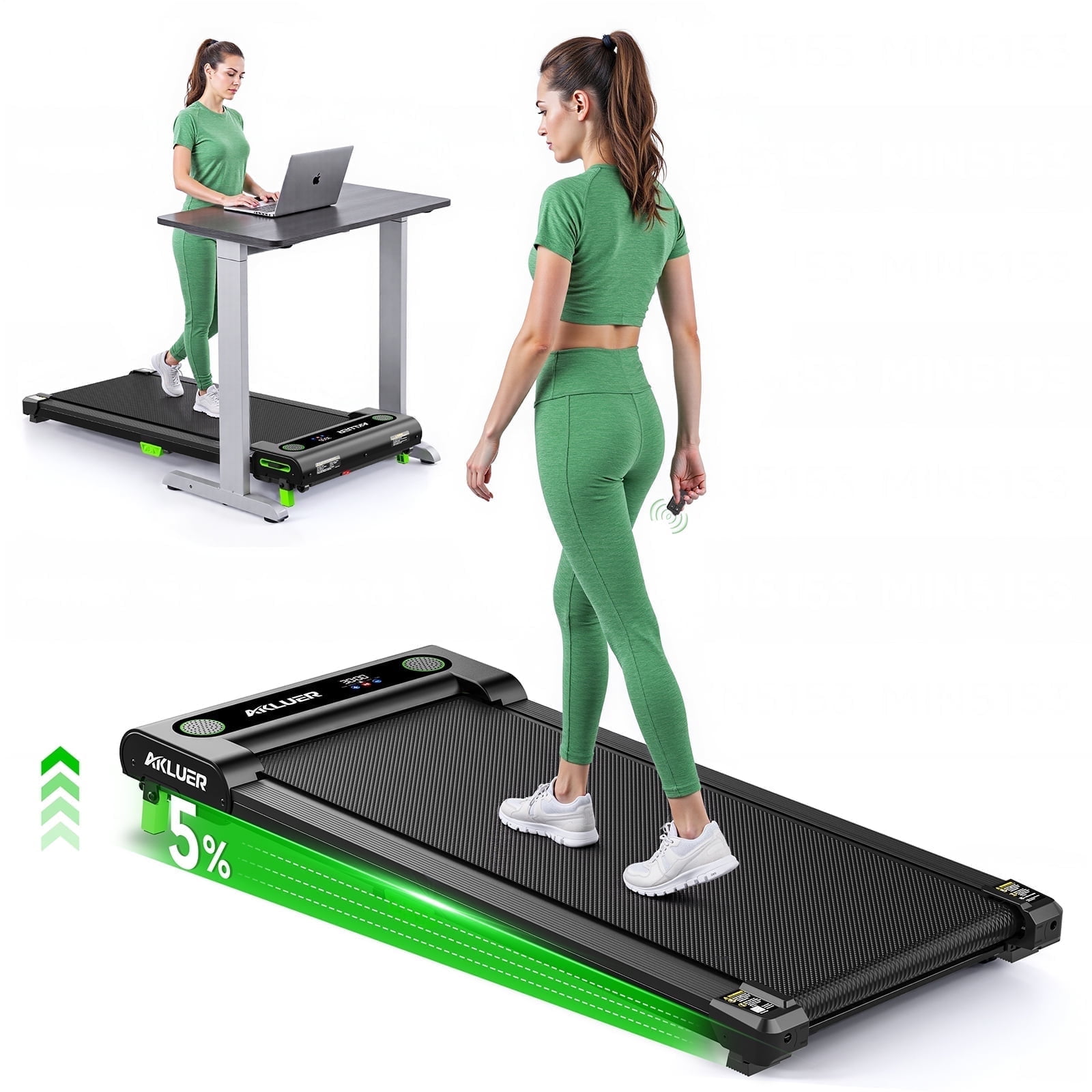 Akluer Under Desk Walking Pad Treadmill with Incline - 2.5HP Motor ...