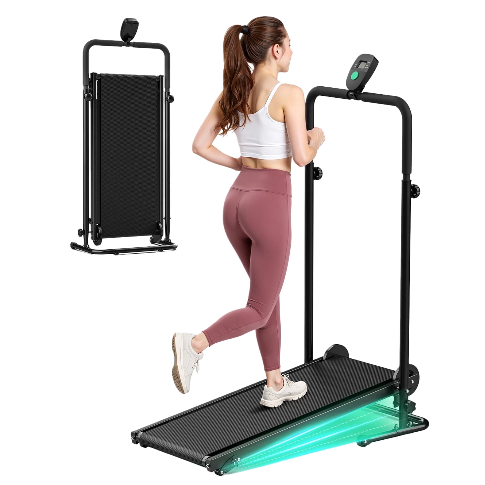 Akluer Non-Electric Manual Treadmill with Fixed Incline, Compact ...