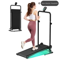 Manual Treadmill, Motorless Walking Pad with Dual Flywheel & Fixed ...