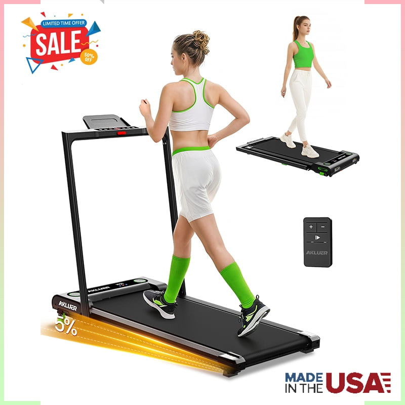 Akluer Walking Pad Treadmill - 2.5HP Under Desk Treadmill w/ Incline, Remote Control & LED ...