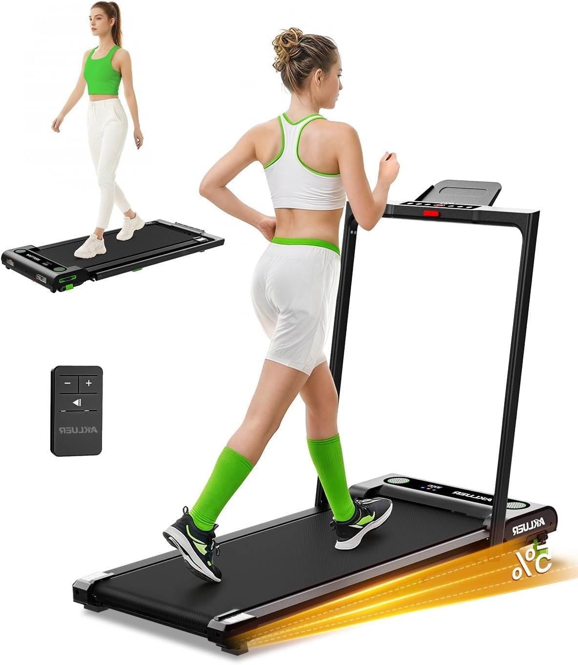 Akluer Walking Pad Treadmill with 5% Incline, 2.5HP Motor, 330 lb ...