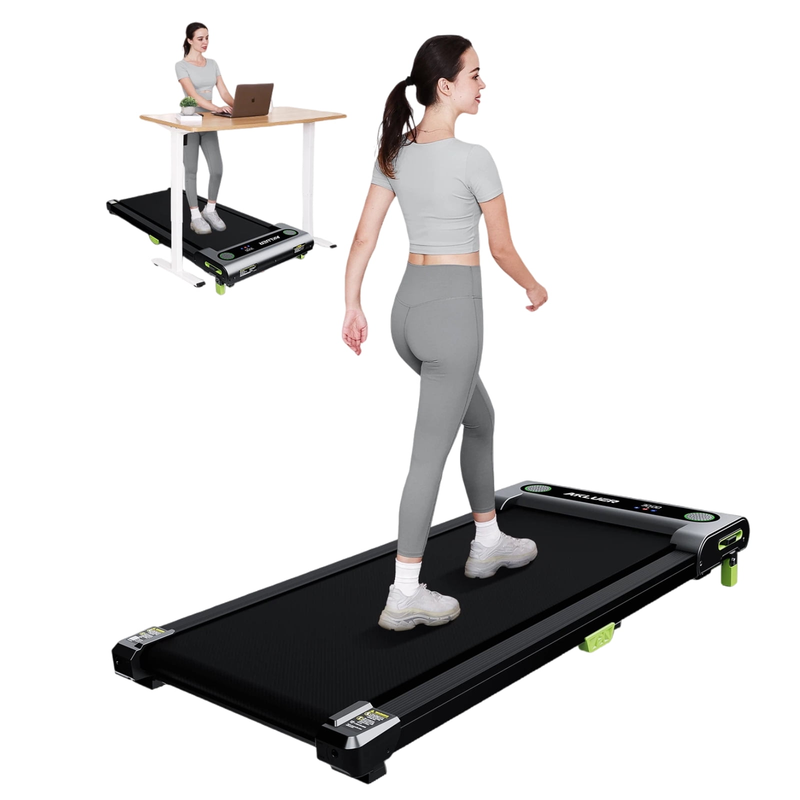 Akluer Walking Pad Treadmill with Manual Incline, 2.5 HP Under Desk ...