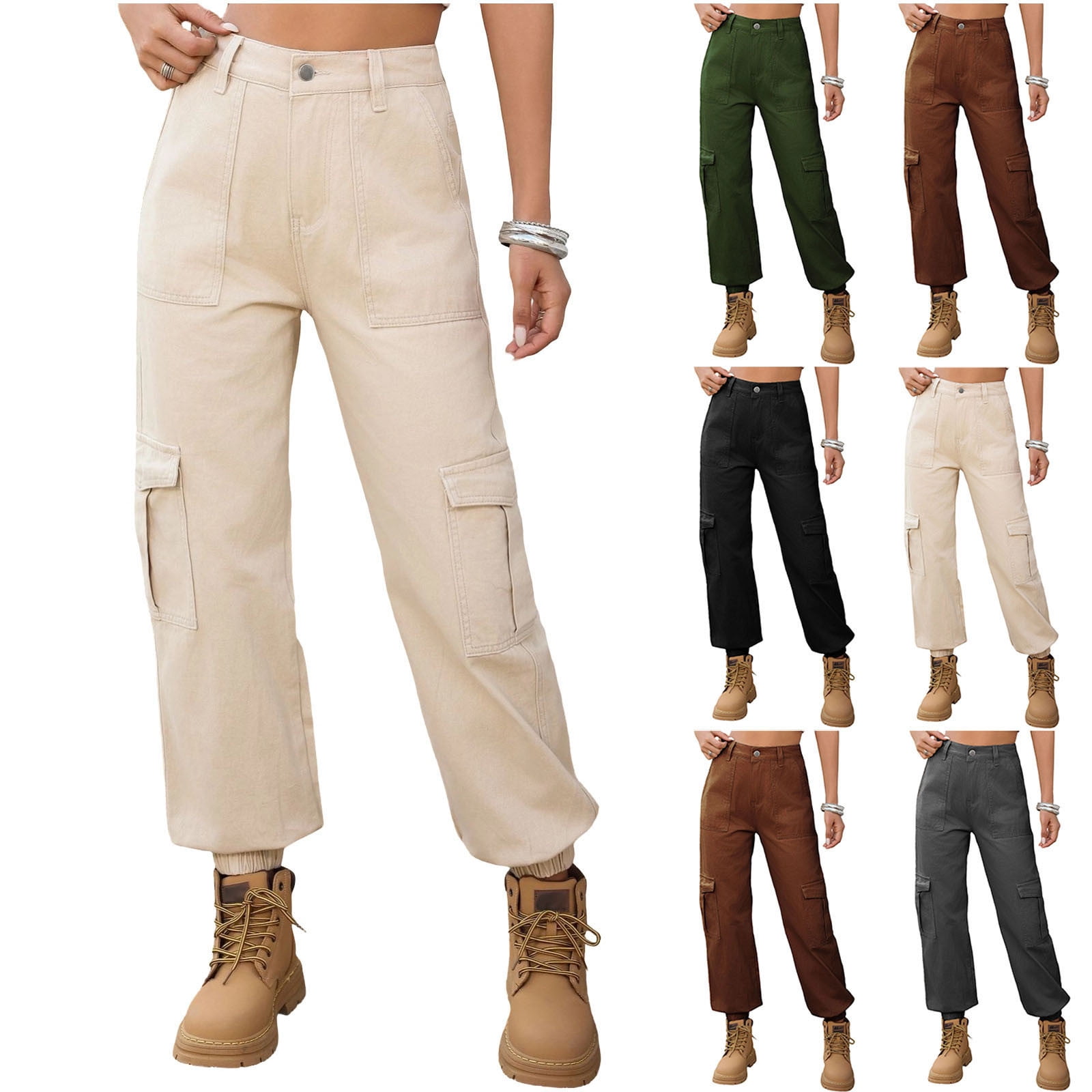 Akmaiox Cargo Pants for Women Vintage Straight Wide Leg Pants High ...