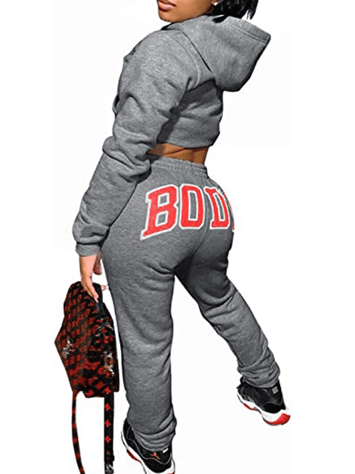 Akmipoem Women 2 Piece Outfits Tracksuit Crop Hoodie Jogger Sweatsuit ...
