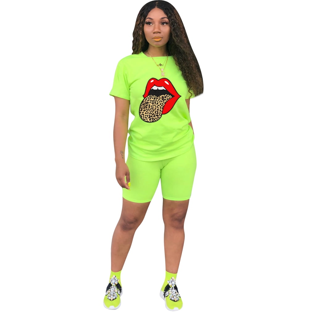 Akmipoem Women Tracksuit 2 Piece Outfits Jogging Workout Biker Short ...