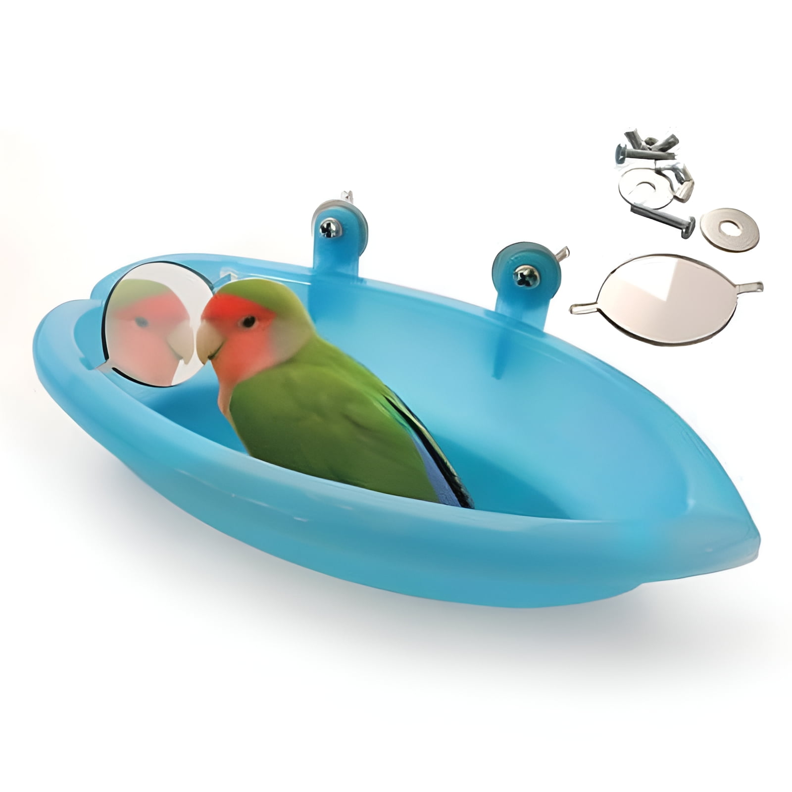 AkoaDa Hanging Bird Bath Tub with Mirror, Plastic, 19.8x15.8x6cm ...