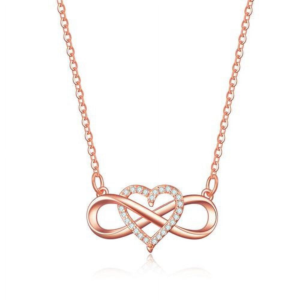 AkoaDa Infinite Love Heart Pendant Necklace, Zircon Rose Gold ...