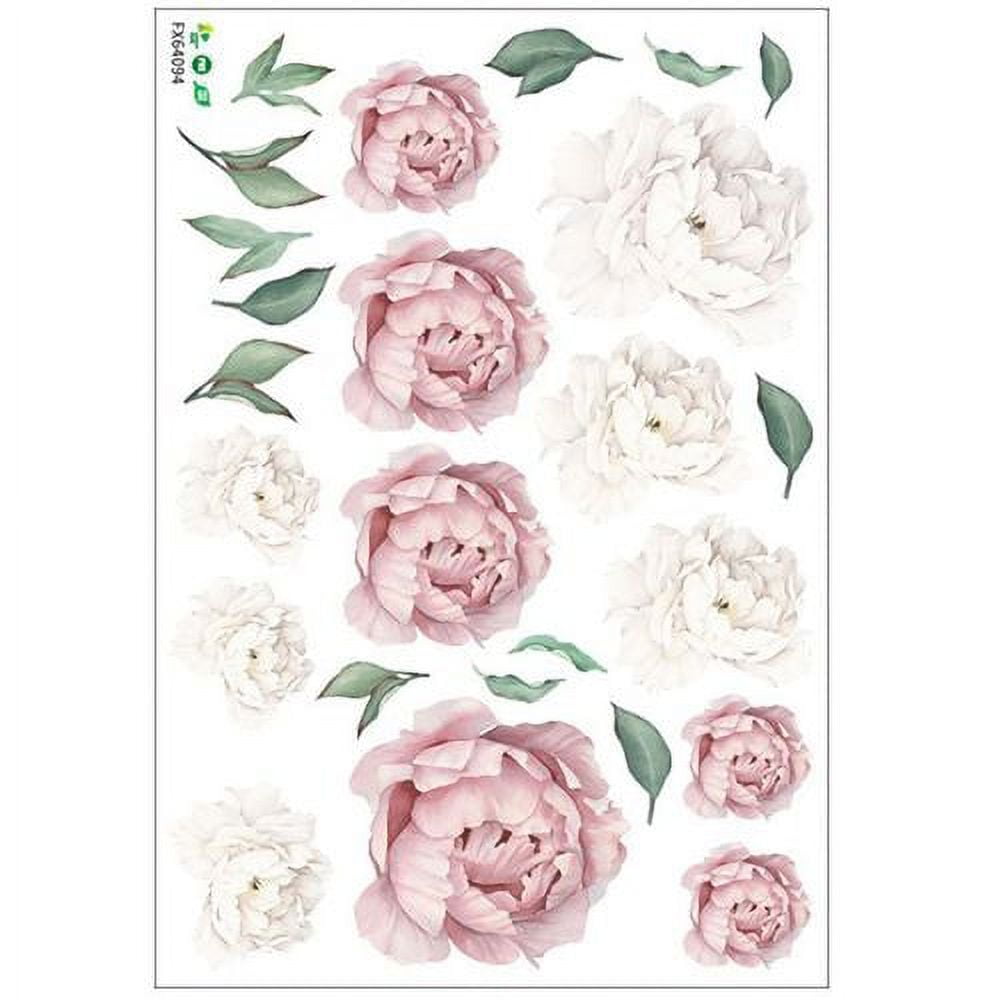 AkoaDa Wall Sticker Peony Flowers Wall Decals Removable DIY Floral Kids ...