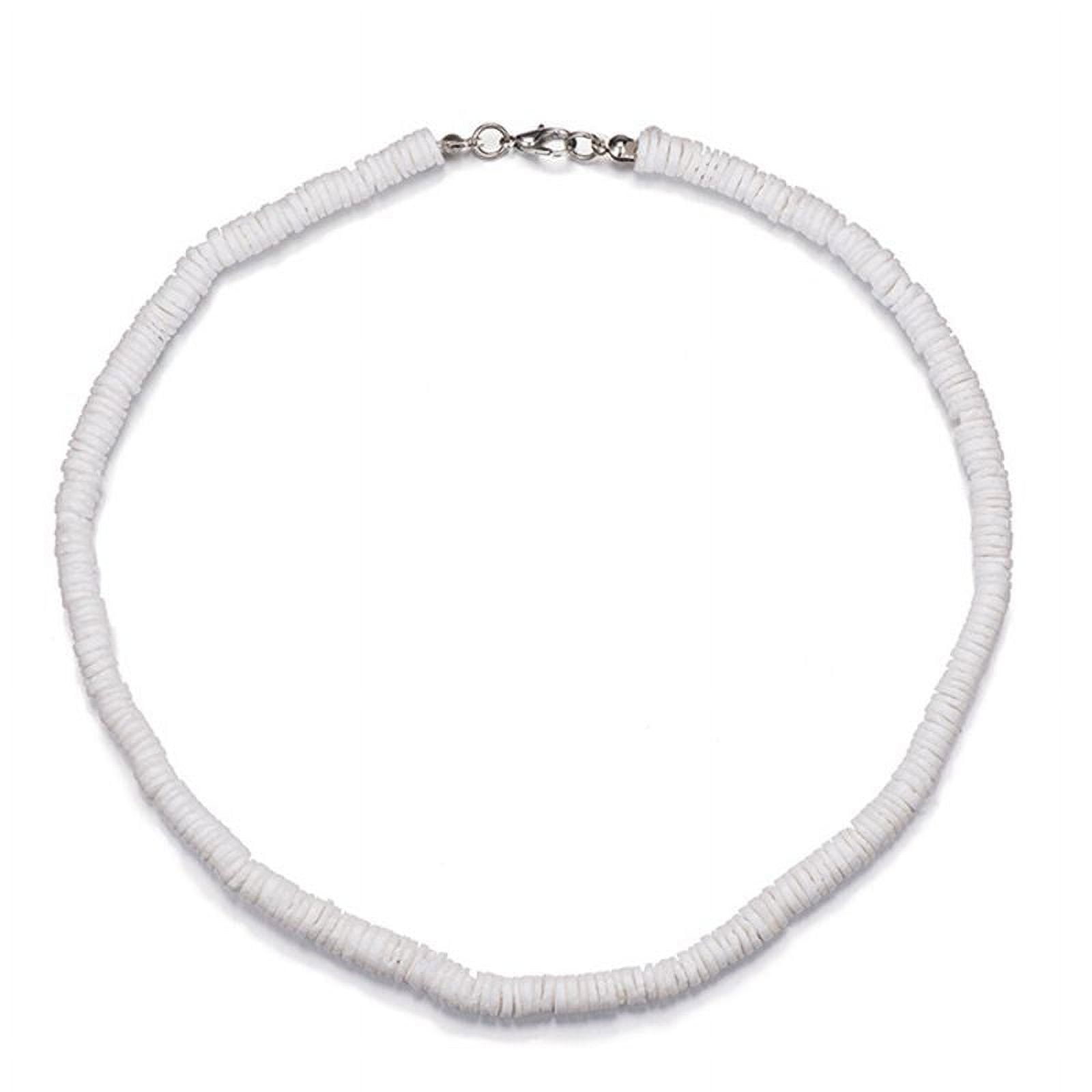 AkoaDa White Surfer Puka Shell Choker Necklace, Genuine Seashell, 35cm ...