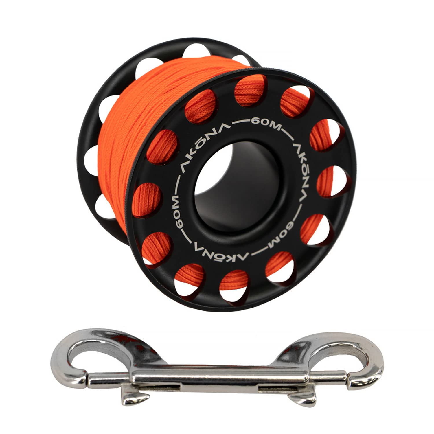 Akona 60M Aluminum Spool with Double-Ended Stainless-Steel Clip for ...