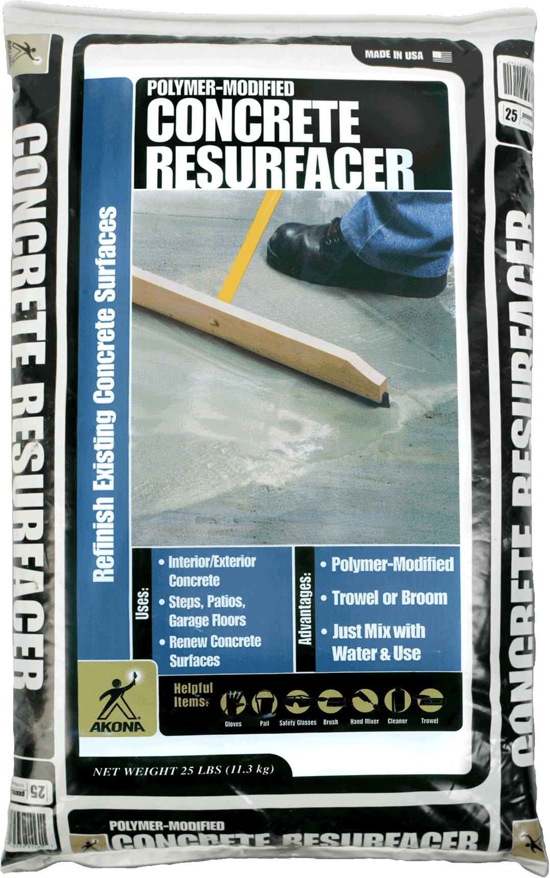 Akona, Polymer-Modified Concrete, Resurfacer Industrial Sealant, 25 lb ...