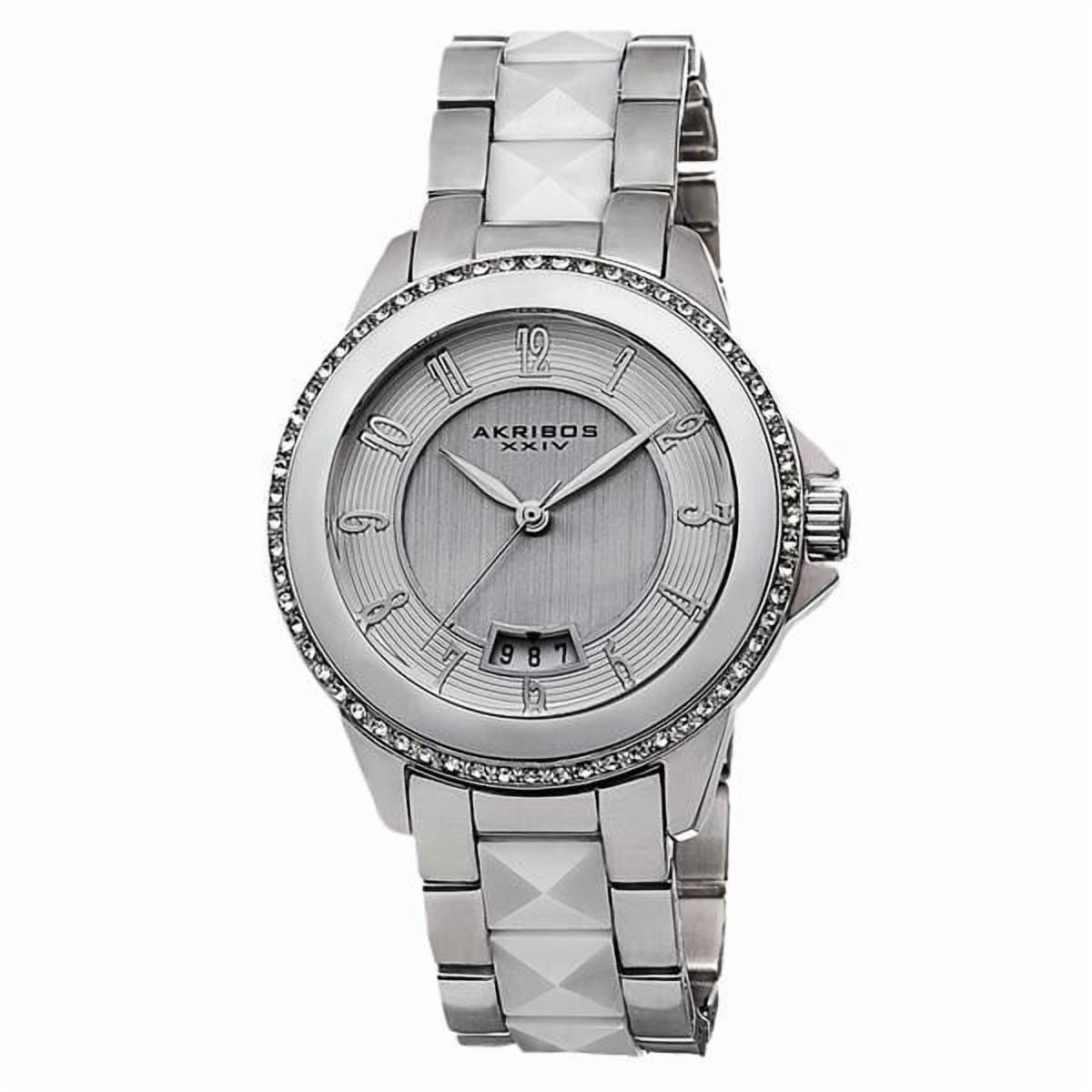 Akribos XXIV AK654WT Quartz Swarovski Crystal Stainless Steel Womens ...