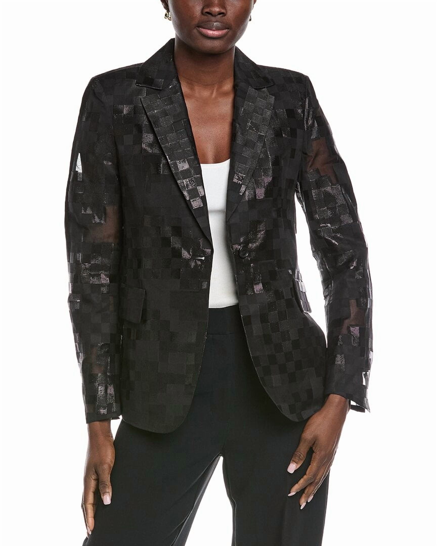 Akris womens Shadow Wool & Silk-Blend Blazer, 14, Black - Walmart.com