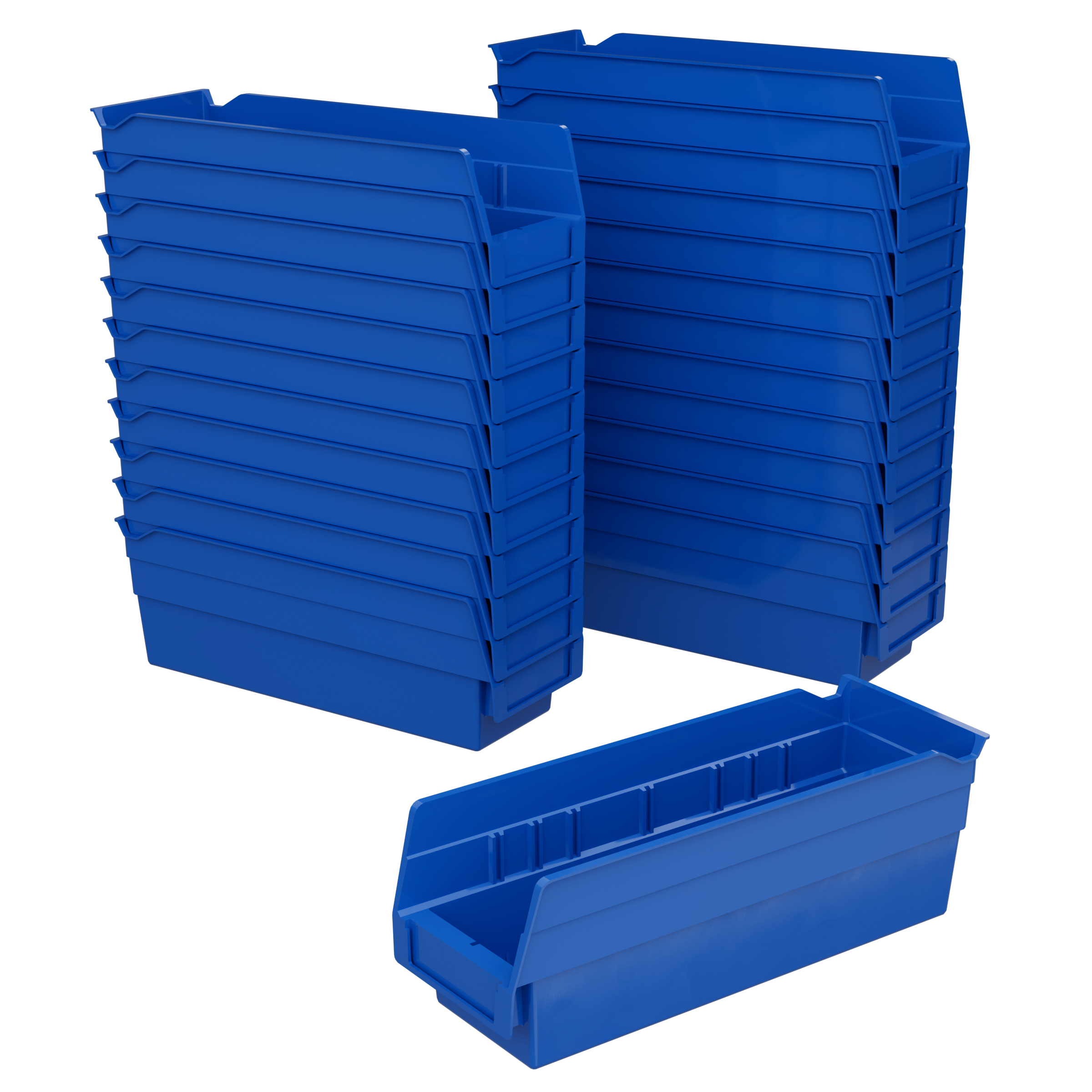 Plastic Shelf Bin Nestable 2-3/4"W x 11-5/8"D x 4"H Green, Lot of 24 ...