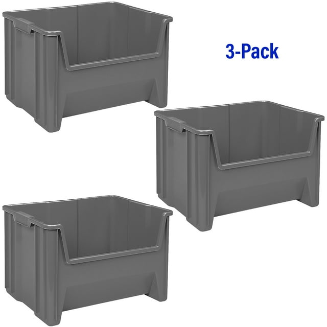 Akro-Mils Stak-N-Store 13017 Large Storage Bins, Stackable Heavy Duty Containers, 15"x20"x12.5 ...