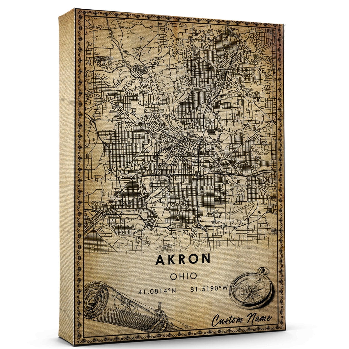 Akron Map Poster, Ohio Map Art Poster, Canvas, Akron Map City style ...