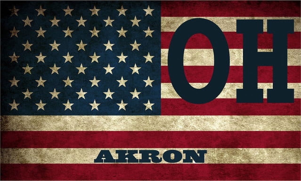 Akron OH Ohio Summit County Vintage US Flag Decal Bumper Sticker 3M ...