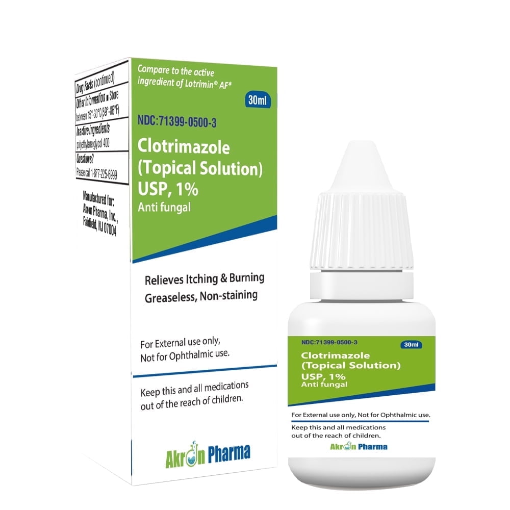 Akron Pharma Clotrimazole Topical Solution 1%, Antifungal, Relieves ...