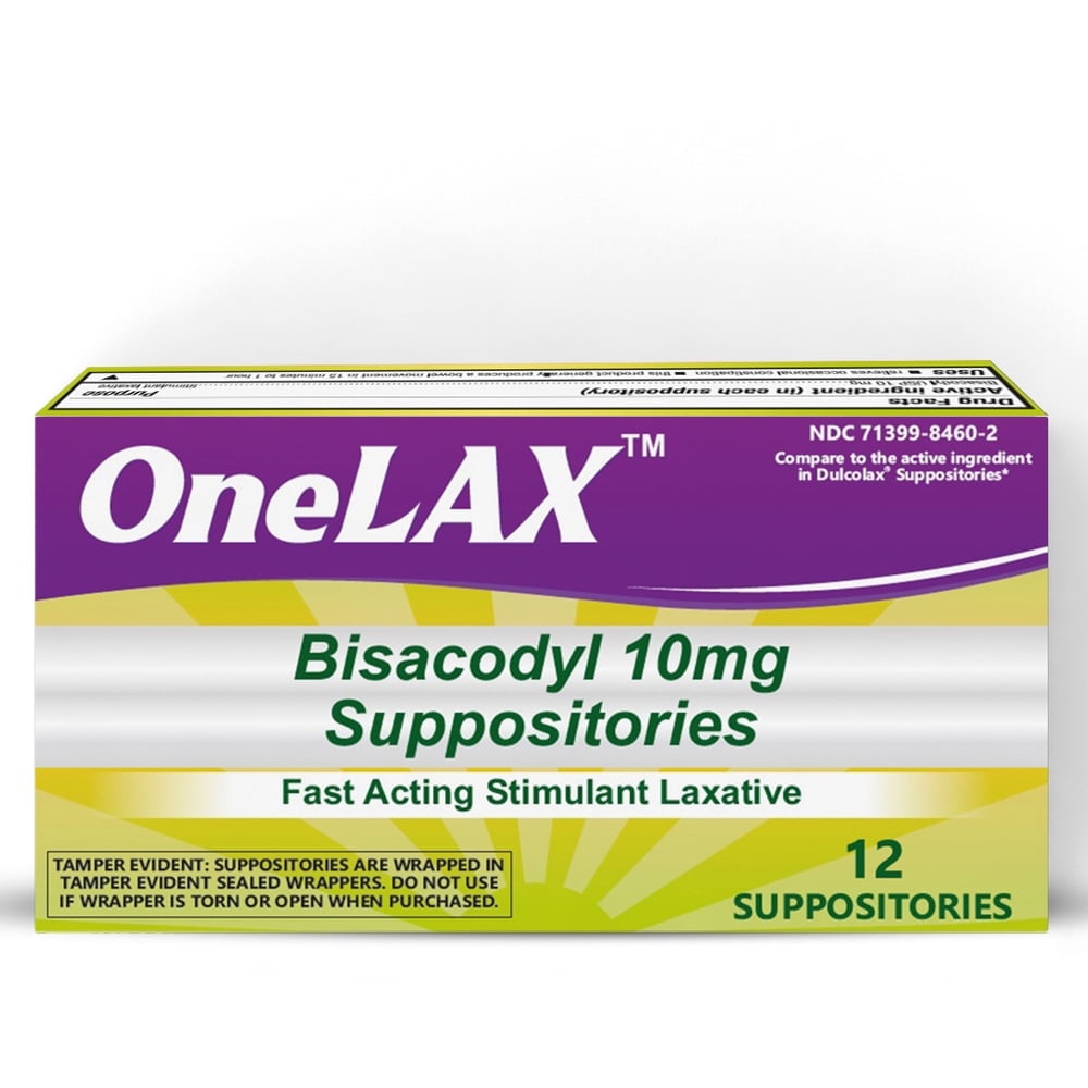 Akron Pharma OneLax Bisacodyl 10 mg 12 Suppository for Constipation, 12 ...