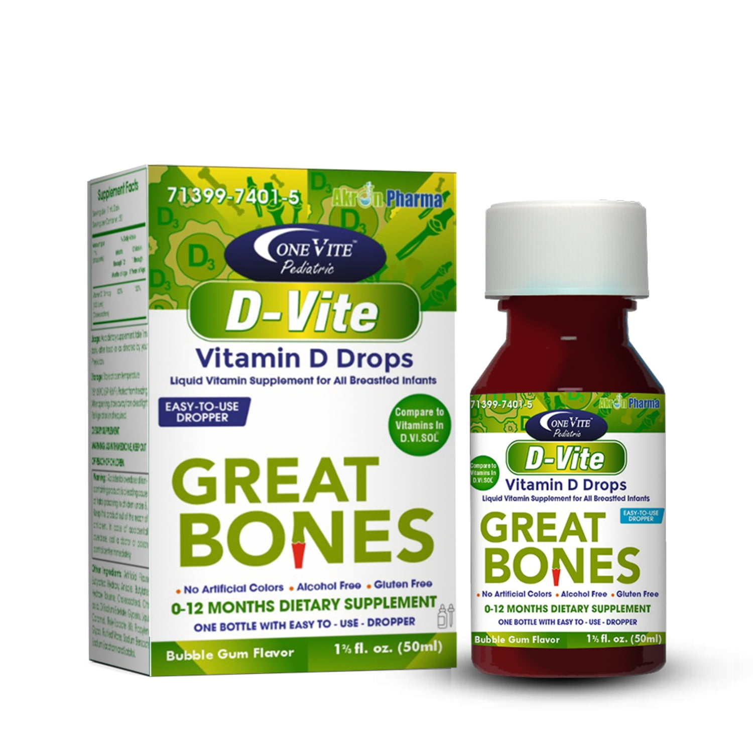 Akron Pediatric D-Vite Drops | 50ml Liquid Vitamin D Supplement for Infants & Toddlers | Bubble ...