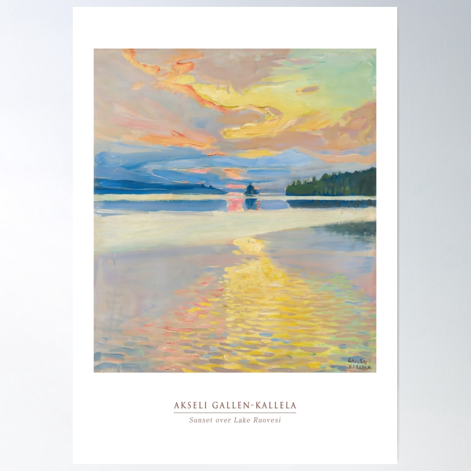 Akseli Gallen-Kallela: Sunset Over Lake Ruovesi Poster Wall Art, Modern ...