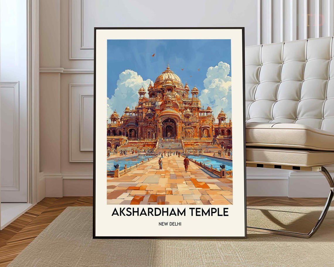 Akshardham Temple Poster, Akshardham Temple Print, Akshardham Templeakshardham Temple India ...